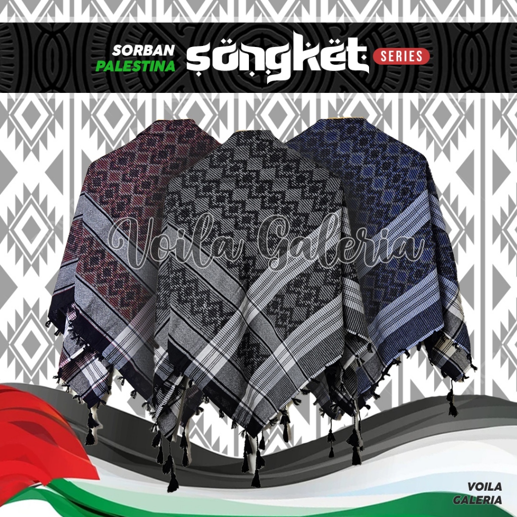 Jual Sorban Palestina Motif Songket Series ROYAL CAMEL Kain Surban Haji ...