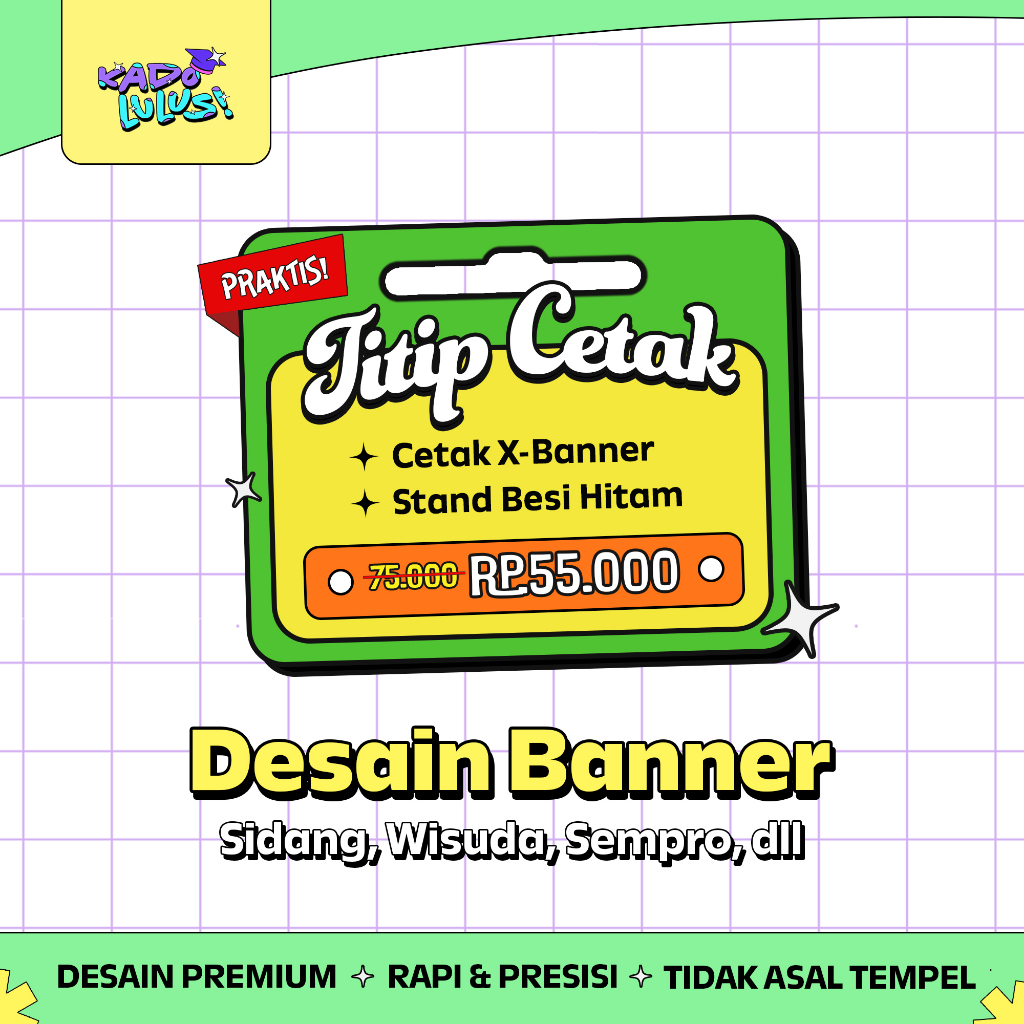 Jual (Desain dari Pembeli) KADOLULUS Jasa Cetak Banner Sempro Semhas ...