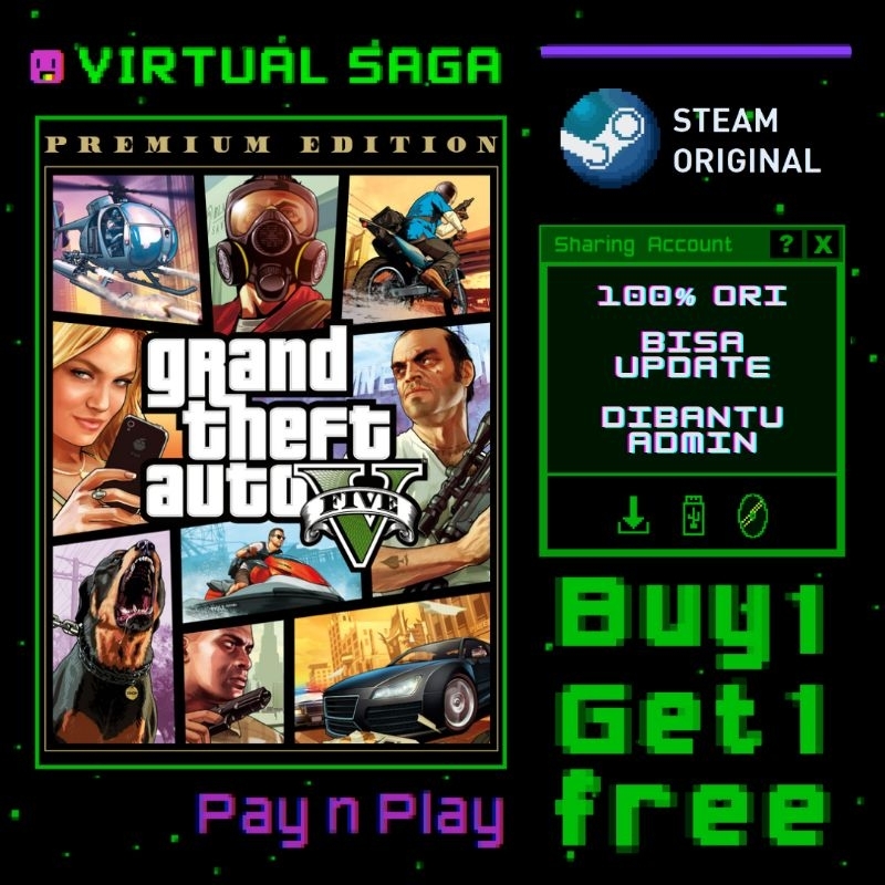 Jual GTA 5 Original Steam Sharing PC Game Grand Theft Auto V | Shopee ...