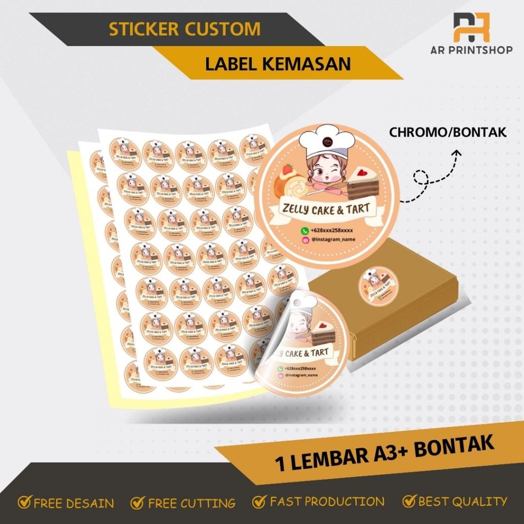 Jual CETAK STICKER CUSTOM 1 lembaran A3+ Bahan Chromo /Bontak , Sticker ...
