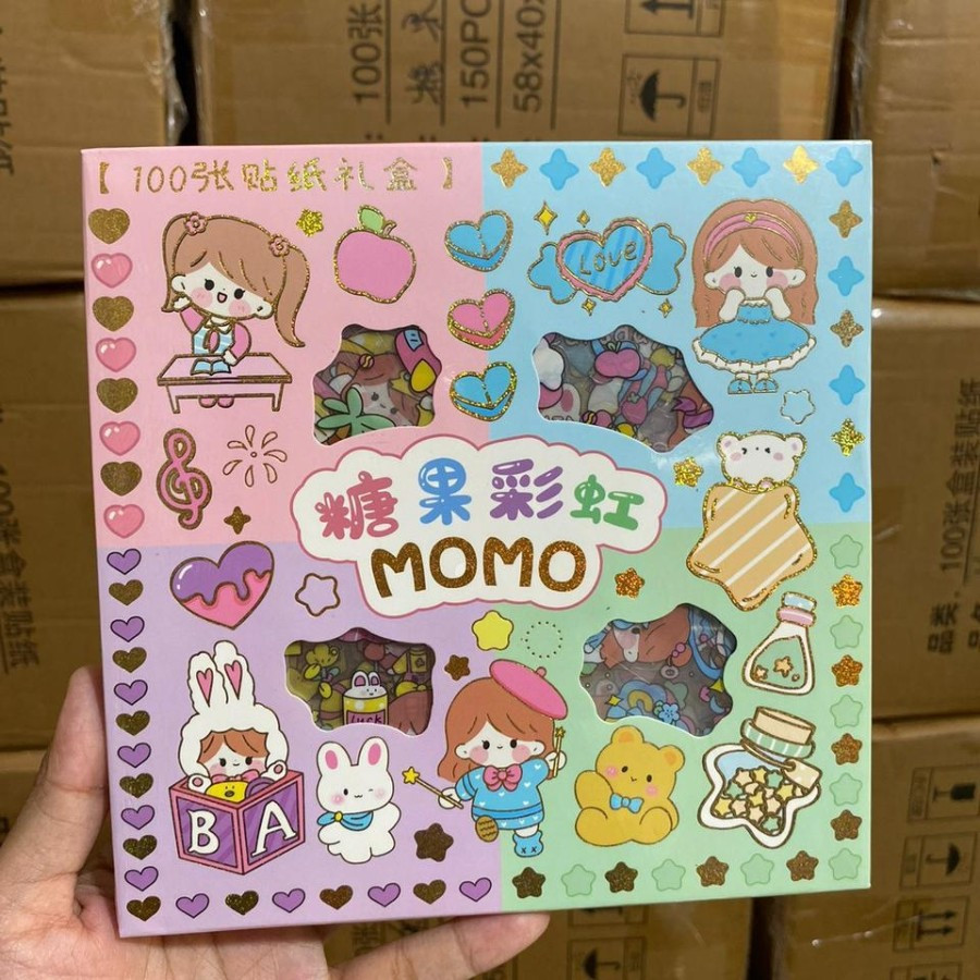 Jual ( MY ACC ) Sticker / Stiker MOMO Rainbow Mix 1 Box Isi 100 PCS ...
