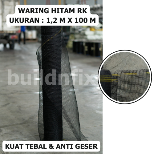 Jual 1 ROLL WARING JARING HITAM RK DOUBLE BENANG ANTI GESER 1,2M X 100M ...