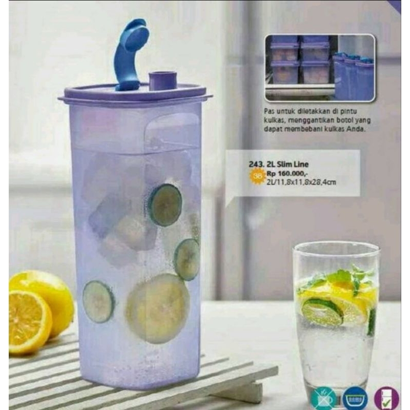 Jual Tupperware slim line 2 liter- wadah air minum- pitcher air minum ...