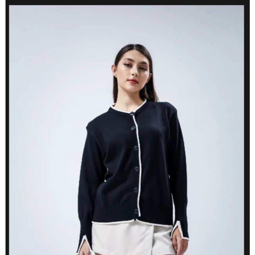 Jual Kevia Cardigan Top Knitwear - Atasan Rajut Wanita Lengan Panjang | Shopee Indonesia