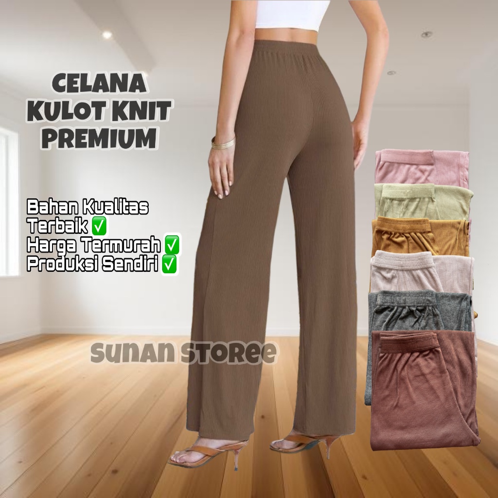 Jual CELANA KULOT RIB BAHAN RIB KNIT HIGHWAIST / CELANA KULOT WANITA ...