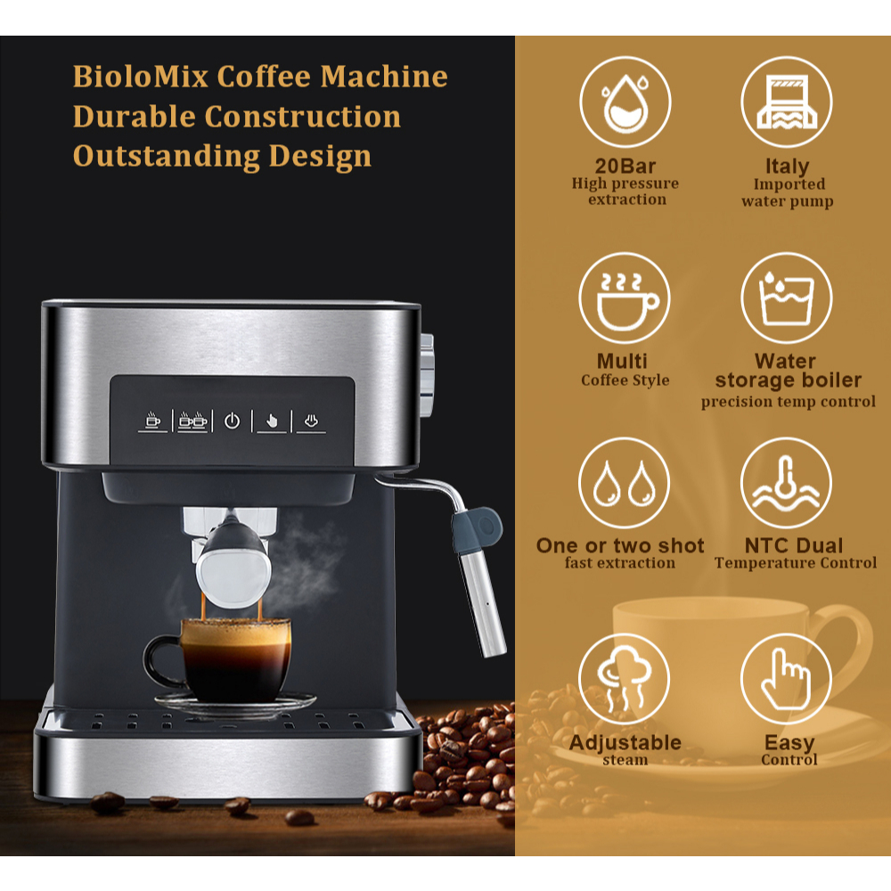 Jual Mesin Kopi Espresso Coffee Maker Frothing 20 Bar 850W 1.6L | Shopee Indonesia