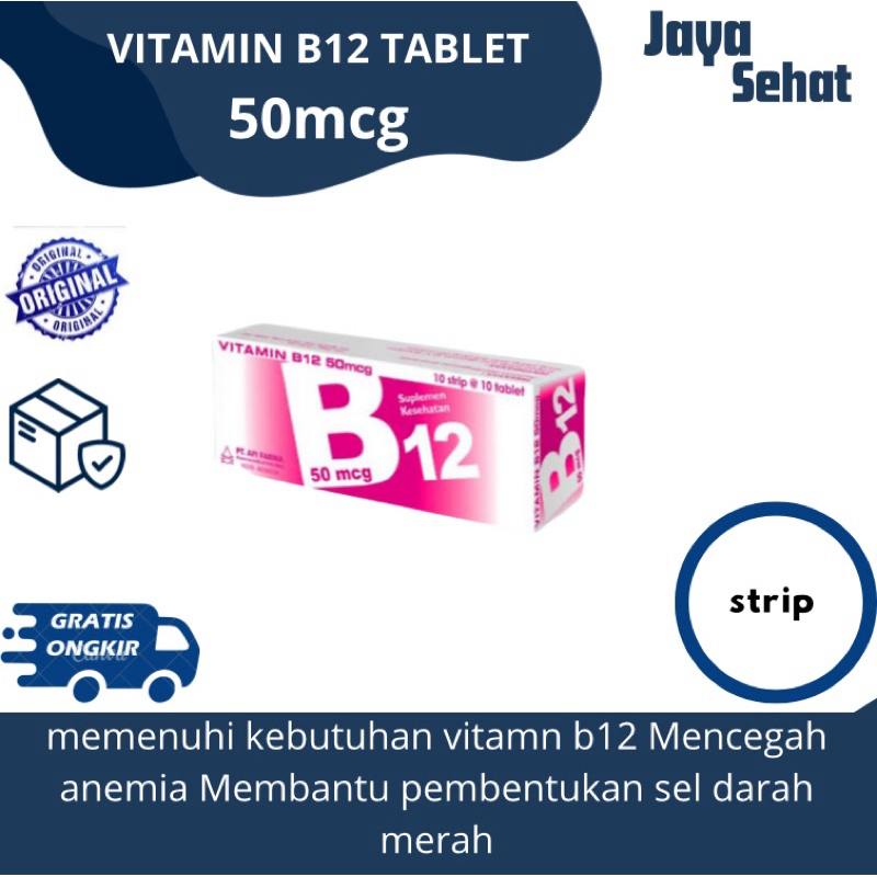 Jual Vitamin B12 50 mg Tablet (Per Strip) | Shopee Indonesia