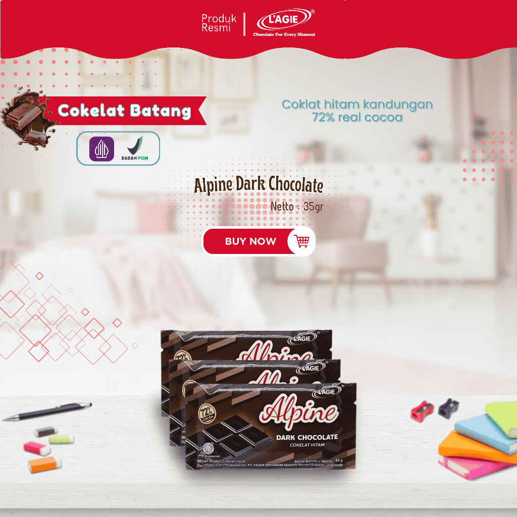 Jual LAGIE ALPINE DARK CHOCOLATE 35GRAM 3 BATANG | Shopee Indonesia