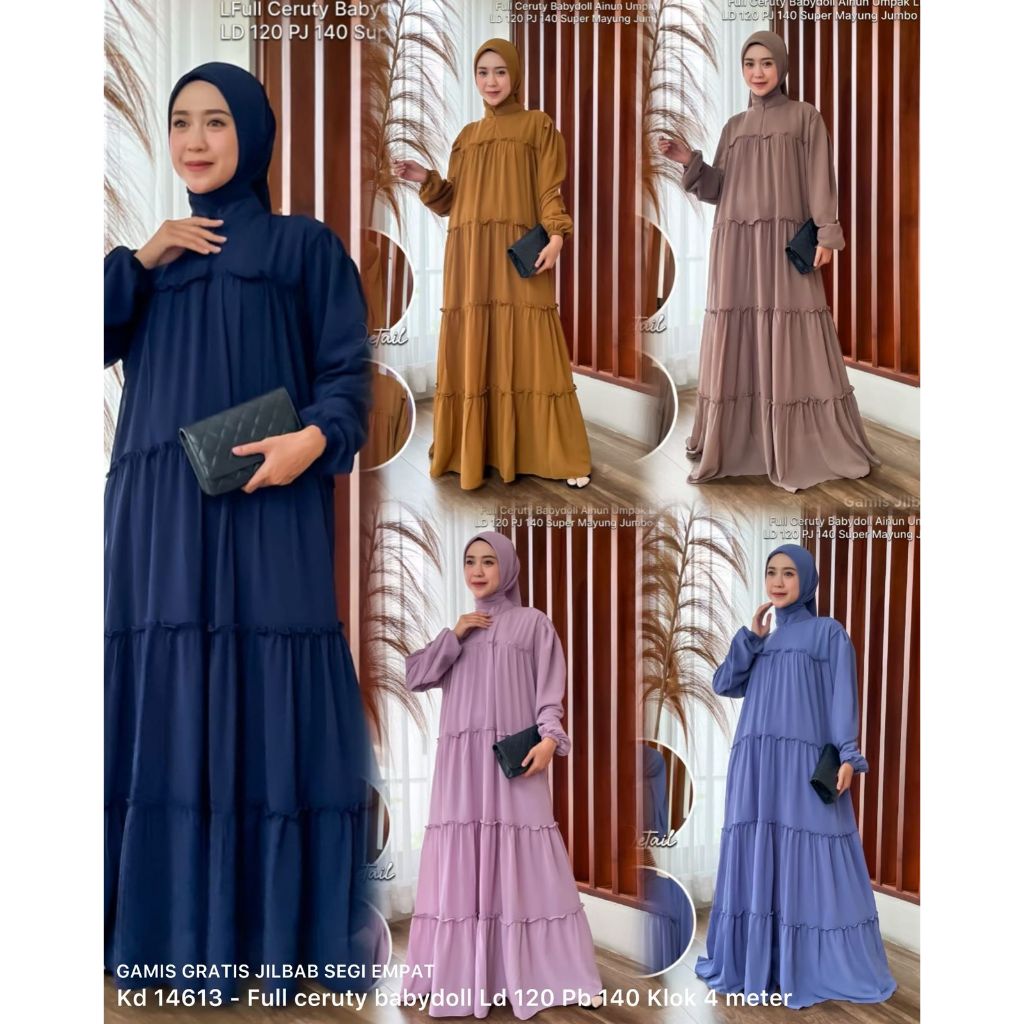 Jual KD 14613 (isi 2) ASYA Jumbo Gamis Jilbab Segi Empat Full Ceruty ...