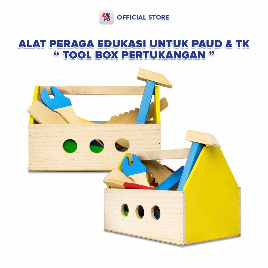 Jual Mainan Edukasi Anak Balok Kayu Tool Box Pertukangan / Puzzle Anak Balok Susun Untuk Anak ...