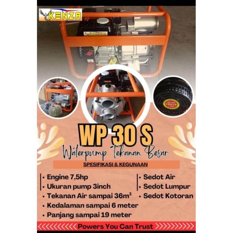 Jual MESIN POMPA AIR LUMPUR / AIR KOTORAN KENZA WP30S (3') | Shopee ...