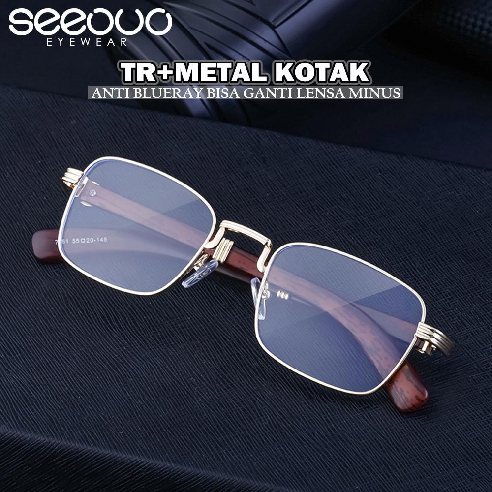Jual Seeouo Kacamata Antiradiasi Blueray Style Kotak Frame TR+Metal Kuah Kokoh Bisa Minus Pria ...