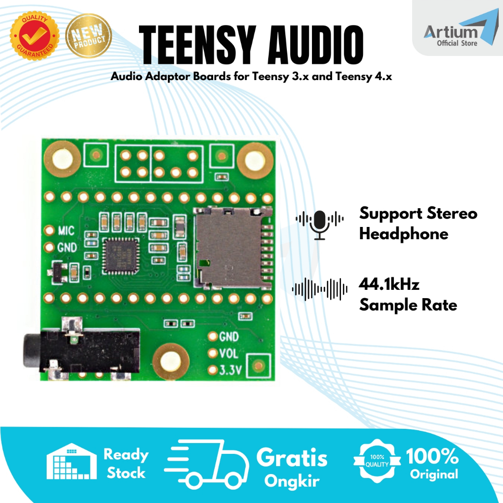 Jual Teensy 4 Audio Shield (REV D) | Compatible with Teensy 4.0 and Teensy 4.1 | Teensy Audio ...