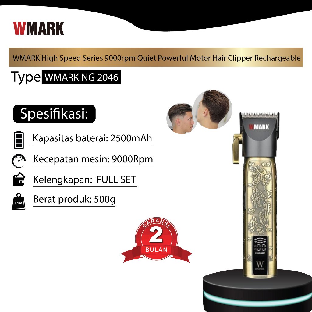 Jual WMARK NG 2046 Alat Cukur Professional - High Speed Series 9000rpm Quiet Powerful Motor Hair ...