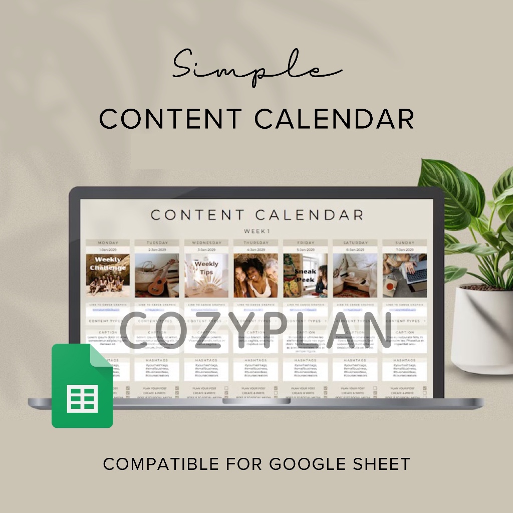 Jual Social Media Content Calendar, Social Media Monthly Content ...