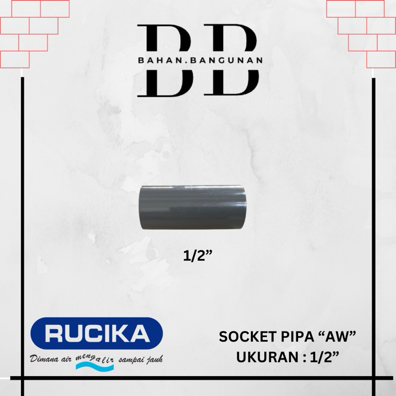 Jual Socket / sock pvc rucika / fitting pipa socket soket 1/2” rucika ...