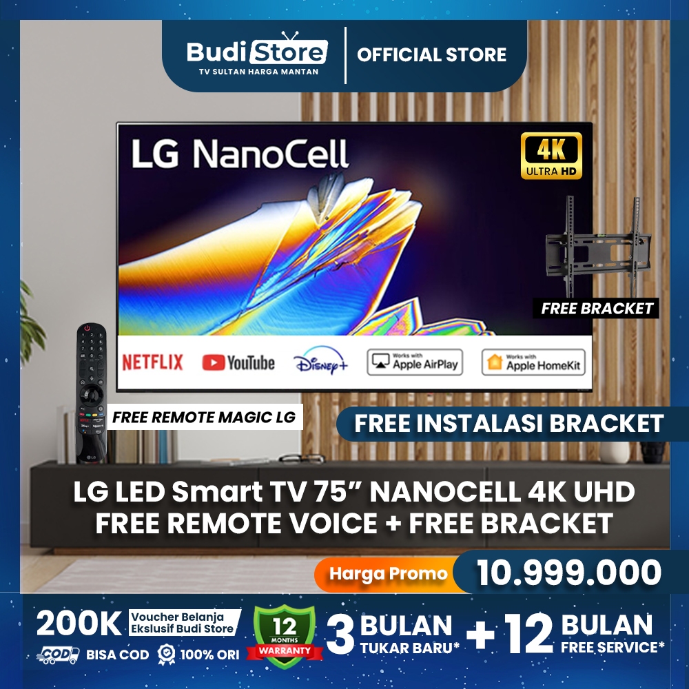 Jual LED TV LG NANOCELL 75 INCH SMART TV UHD 4K + FREE BRACKET 75NANO75 100% ORIGINAL - BUDI ...