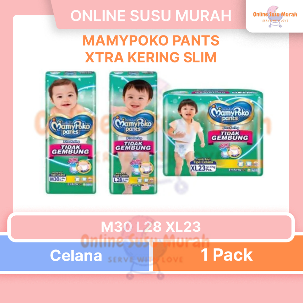 Jual MAMYPOKO PANTS XTRA KERING SLIM M30 L28 XL23 XL40 TIDAK GEMBUNG M30 L28 XL23 STANDAR EKSTRA ...