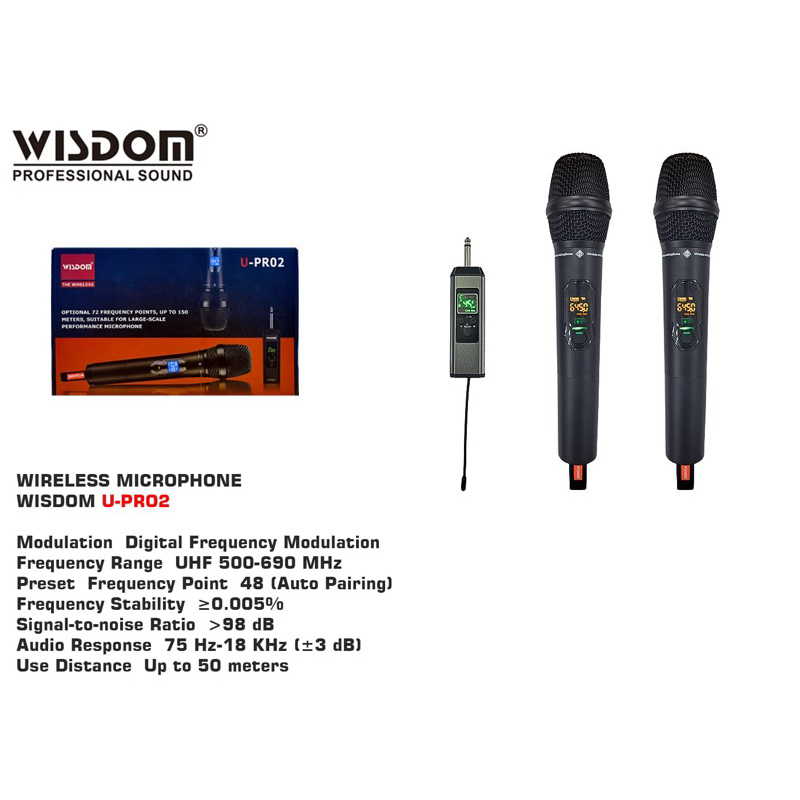 Jual mic wireless WISDOM U2pro original microphone wireless wisdom u 2pro model wisdom u135 ...