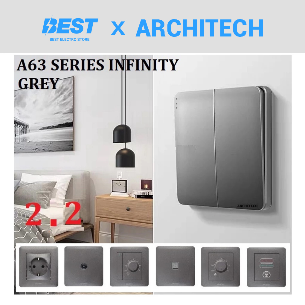 Jual ARCHITECH A63 INFINITY GREY SAKLAR / STOP KONTAK / SAKLAR RUMAH | Shopee Indonesia