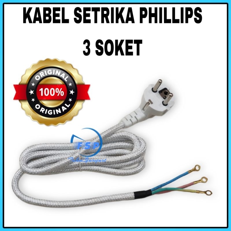 Jual Kabel Setrika / AC Cord Philips Original Kobra 3 kabel + Arde ...