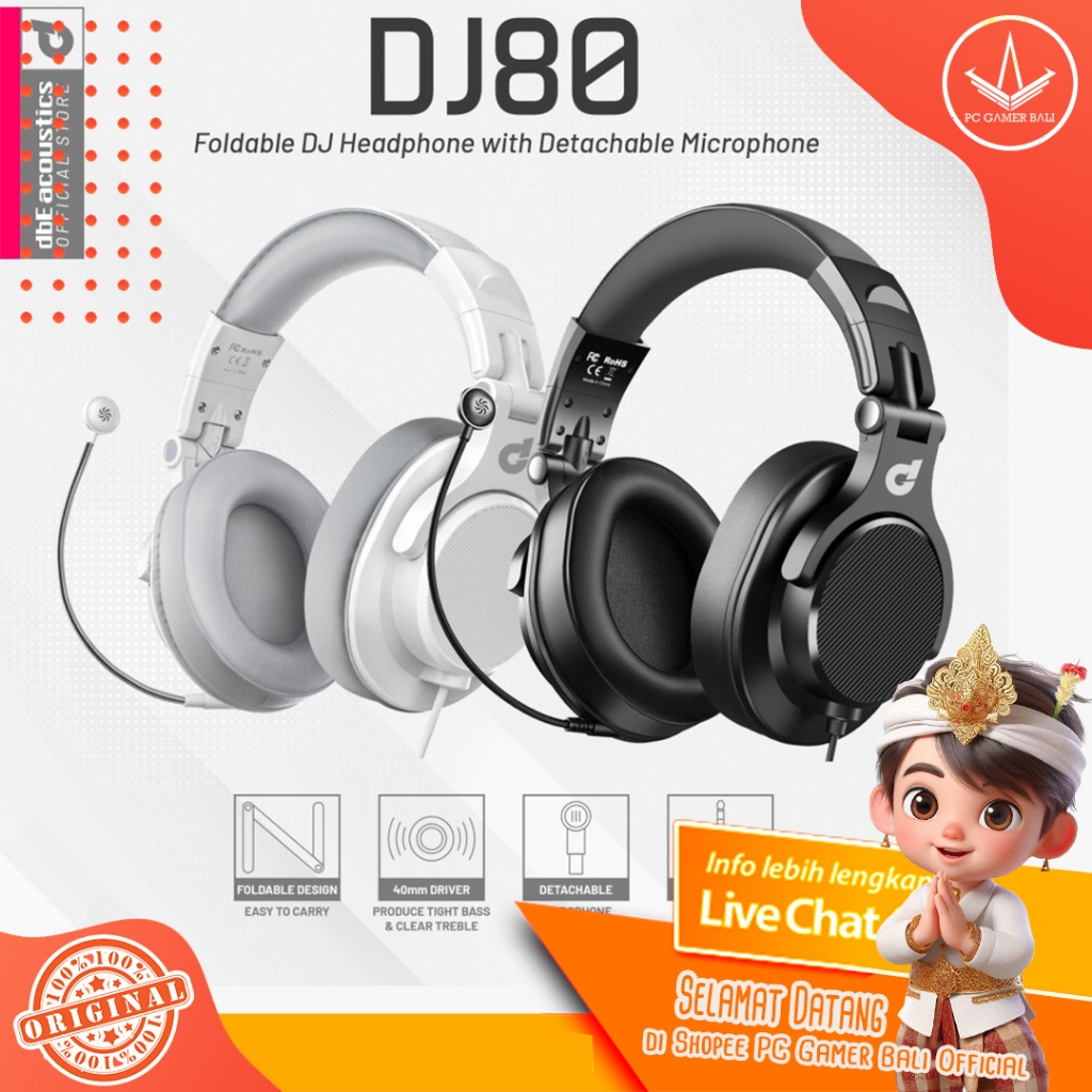 Jual Headset dbE DJ80 Foldable DJ Headphone with Detachable Microphone ...