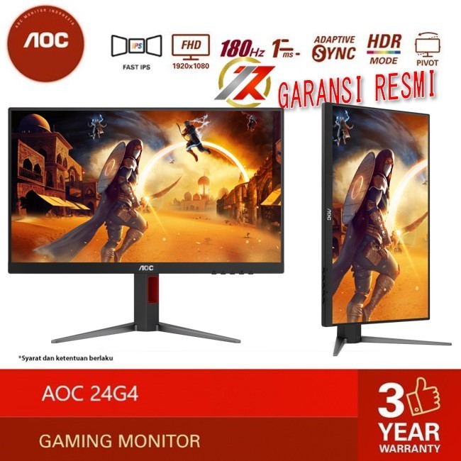 Jual LED AOC 24G4 23,8 INCH IPS 180HZ 1MS FULL HD GAMING MONITOR HDMI ...