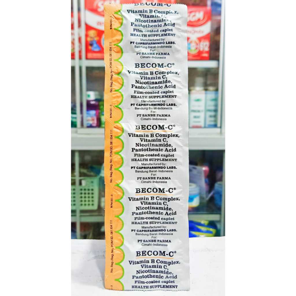Jual Becom-C 1 STRIP ISI 10 KAPLET - Vitamin C 500MG Menjaga Daya Tahan ...