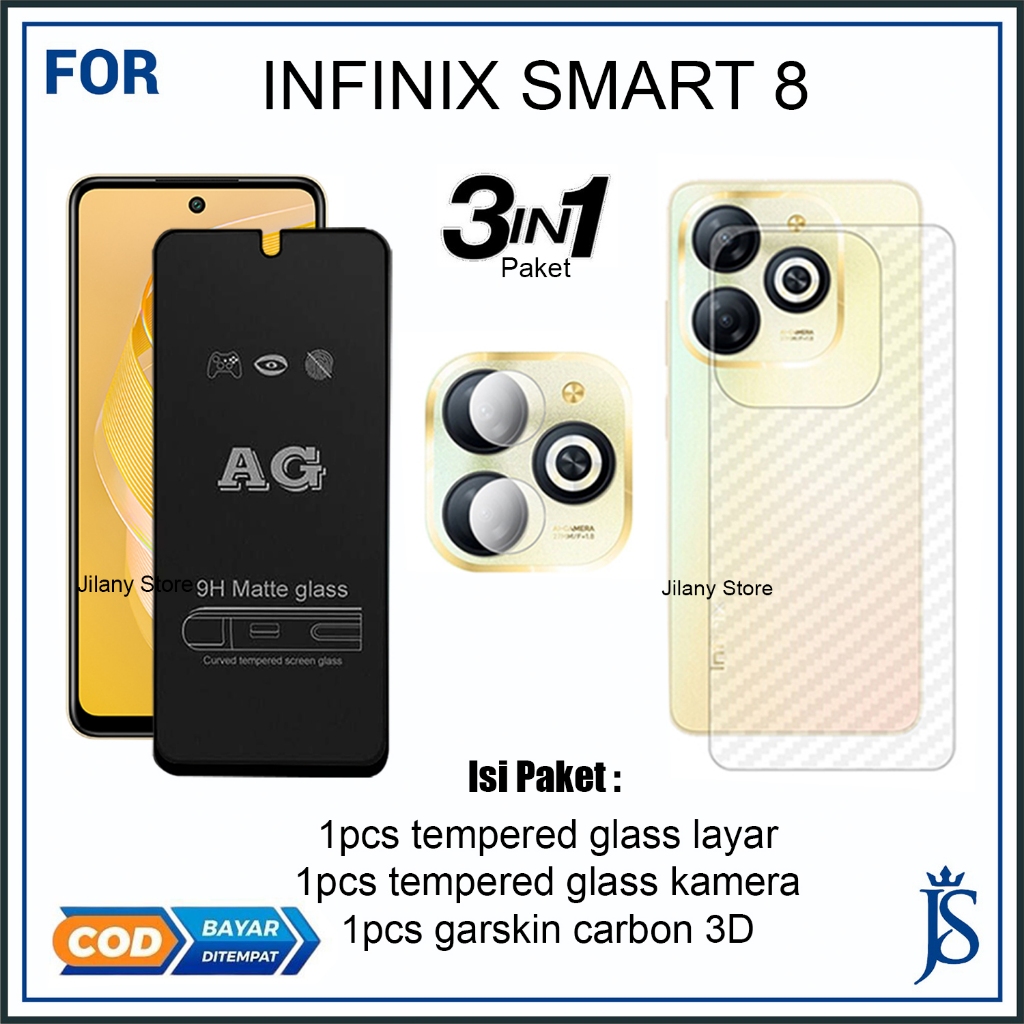 Jual Paket 3IN1 Tempered Glass Smart 8 8 Pro 8 Plus 8 HD Free Tg Camera + Garskin Karbon ...