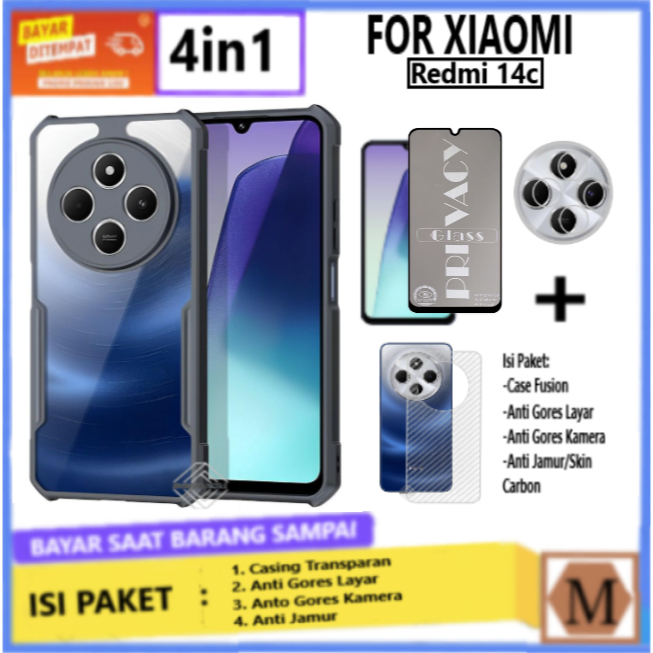 Jual Paket 4in1 Case Xiaomi Redmi 14C 4G 14C 5G Casing Transparan Soft ...