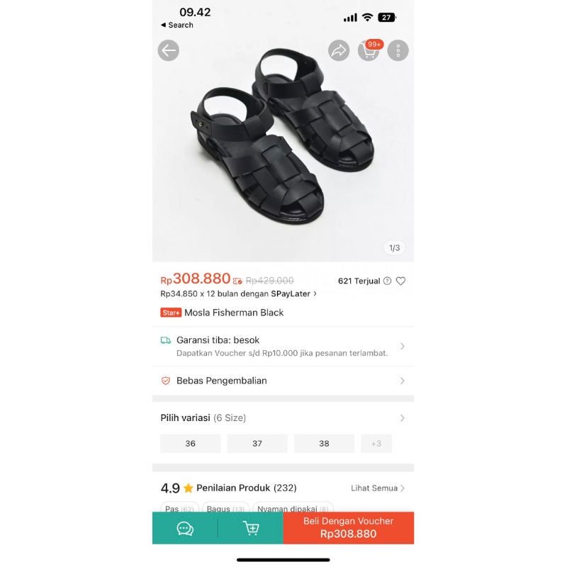 Jual preloved mosla fisherman black | Shopee Indonesia