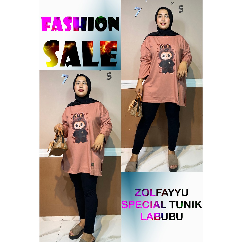 Jual Zolfayyu Tunik Jumbo Ld 130cm Wanita Viral The Monsters Labubu ...