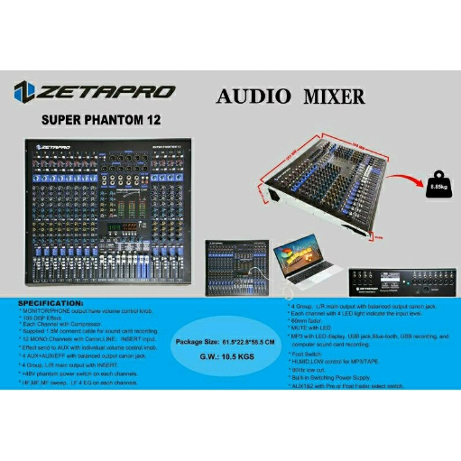 Jual Mixer 12 Channel ZETAPRO Super Phantom 12 Terbaru Original | Shopee Indonesia