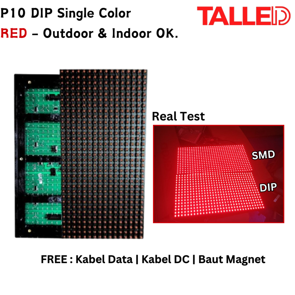 Jual MODUL P10 RUNNING TEXT FULL OUTDOOR DIP MERAH TALLED RED | Shopee ...