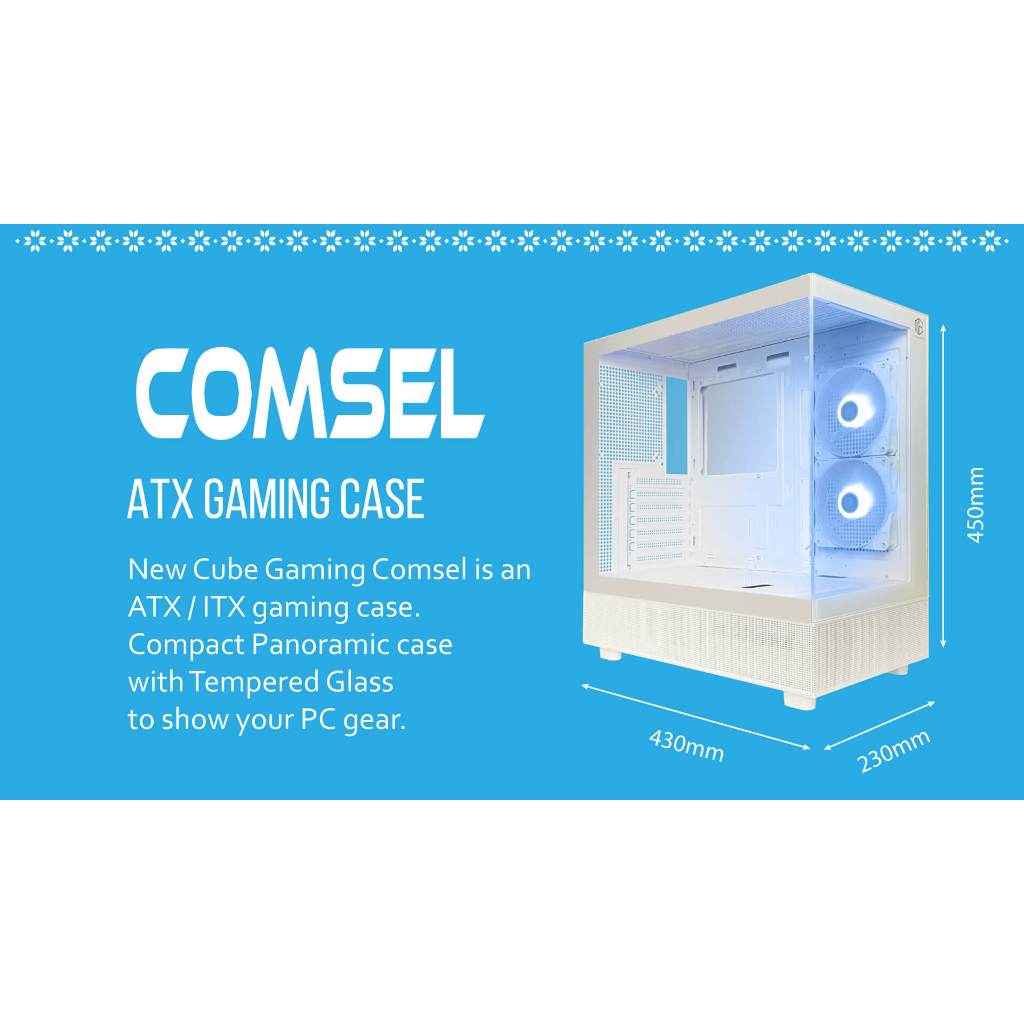 Jual Casing Cube GAMING COMSEL ATX - WHITE (Free 2 FAN ARGB) | Shopee ...