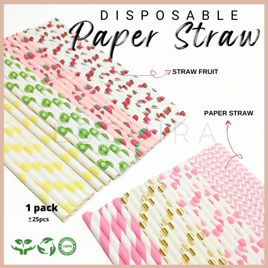 Jual (25pcs) Paper Straw / Sedotan Kertas Motif PS | Shopee Indonesia