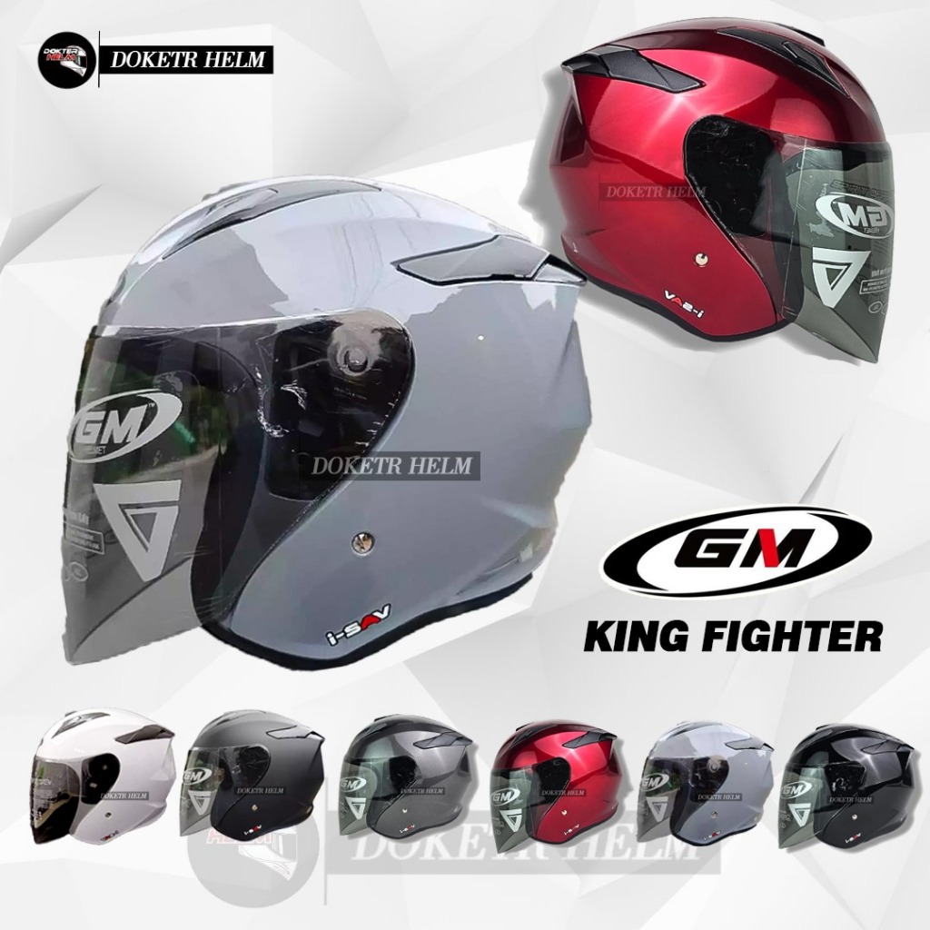 Jual HELM GM KING FIGHTER SOLID - Helm Half Face | Shopee Indonesia