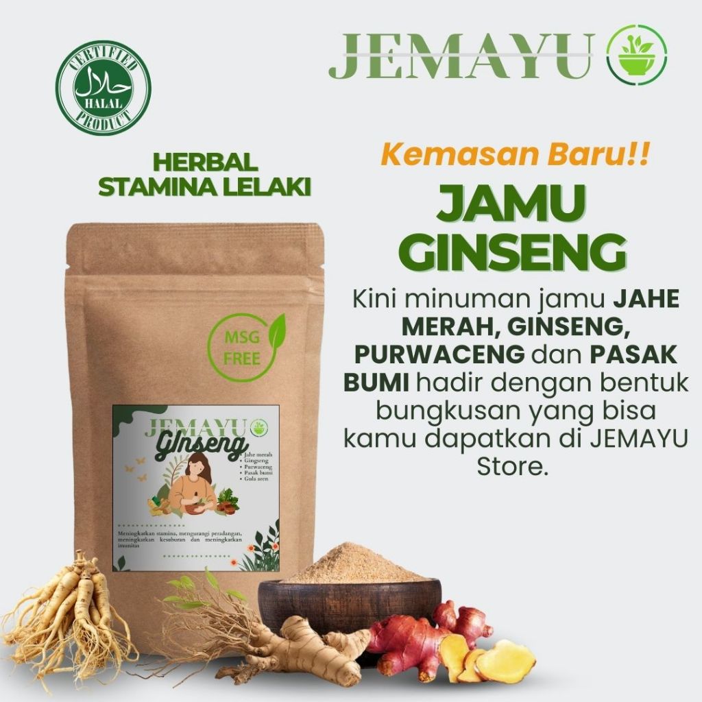 Jual Jamu Jahe Merah Ginseng Gula Aren 100 Gram Jamu Sehat Pria ...