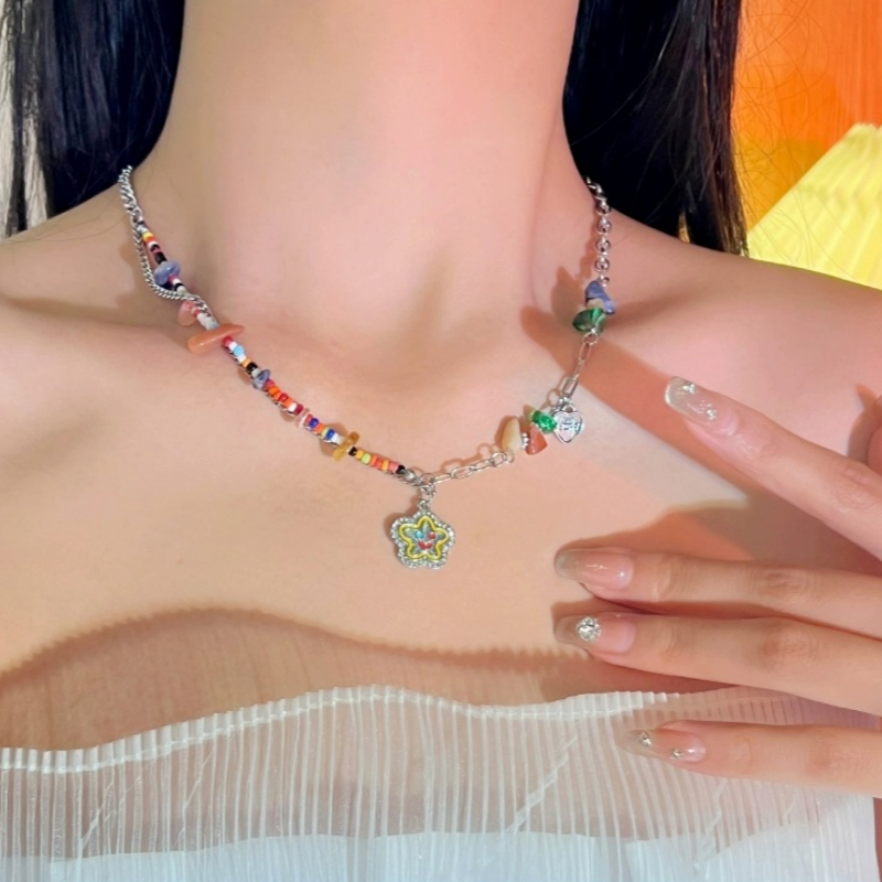 Jual Baattaiy Liontin Bunga Warna-warni Tidak Teratur Kalung Tulang ...