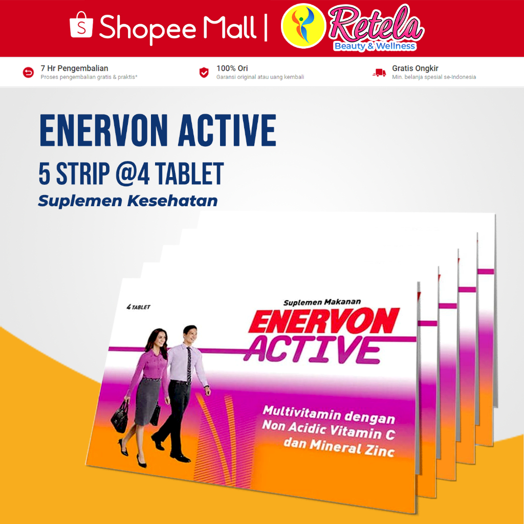 Jual Enervon Active 5 Strip (20 Tablet) / Multivitamin/ Vitamin C ...