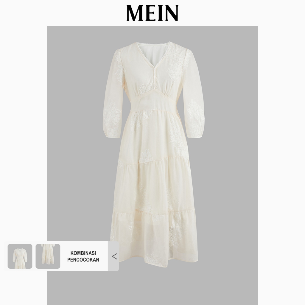 Jual [MEIN TF][NEW ARRIVAL] ELEGANT Gaun Midi V-Neck Slim Fit Gaya ...