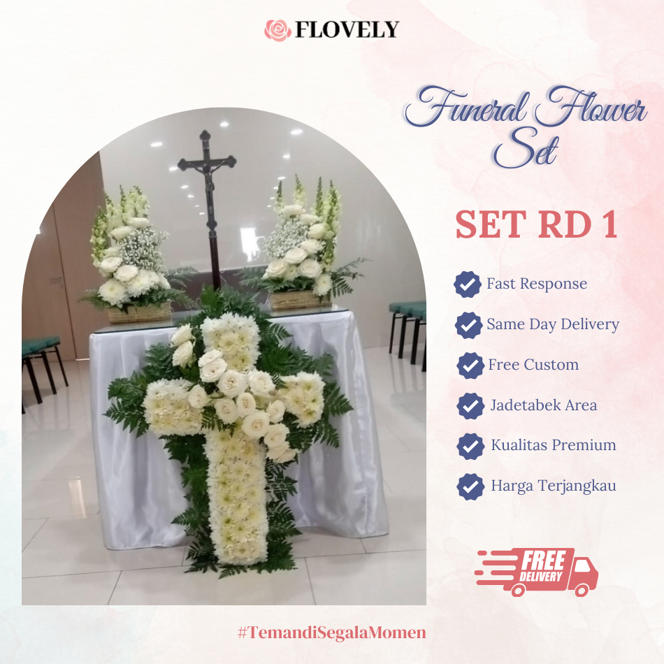 Jual Set Bunga Duka Cita Untuk Rumah Duka Bentuk Salib Bunga Meja