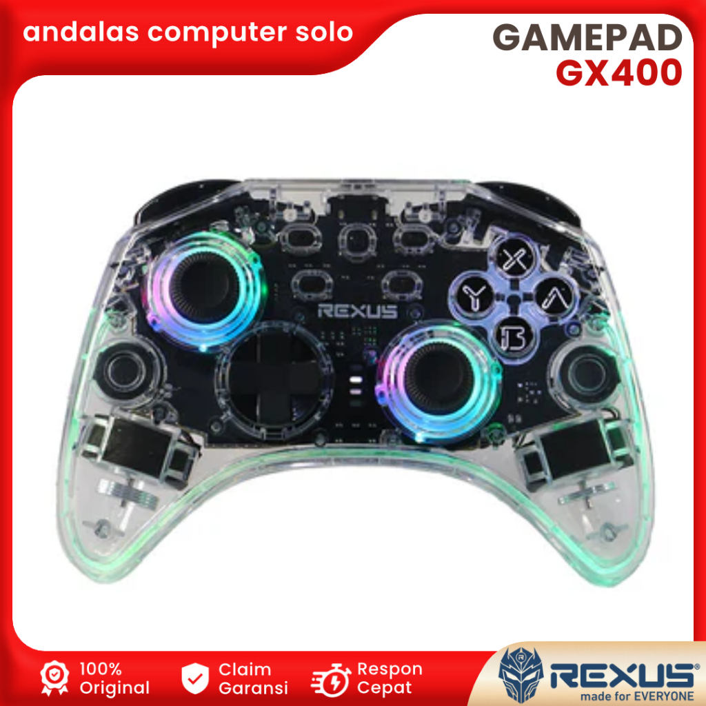 Jual GAMEPAD BLUETOOTH GAMING GAME PC TRANSPARAN REXUS GLADIUS GX400 GAME PAD JOYSTICK REXUS ...