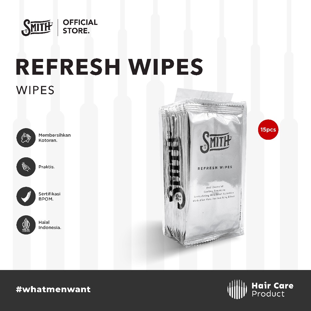 Jual Smith Men Supply - Refresh Wipes - Face Wipes/Tisu Wajah 15pcs ...