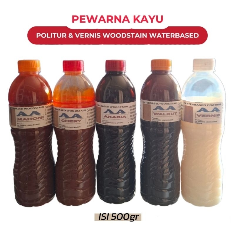 Jual Pewarna Kayu Politur dan Vernis Woodstain Waterbased 500 gram ...
