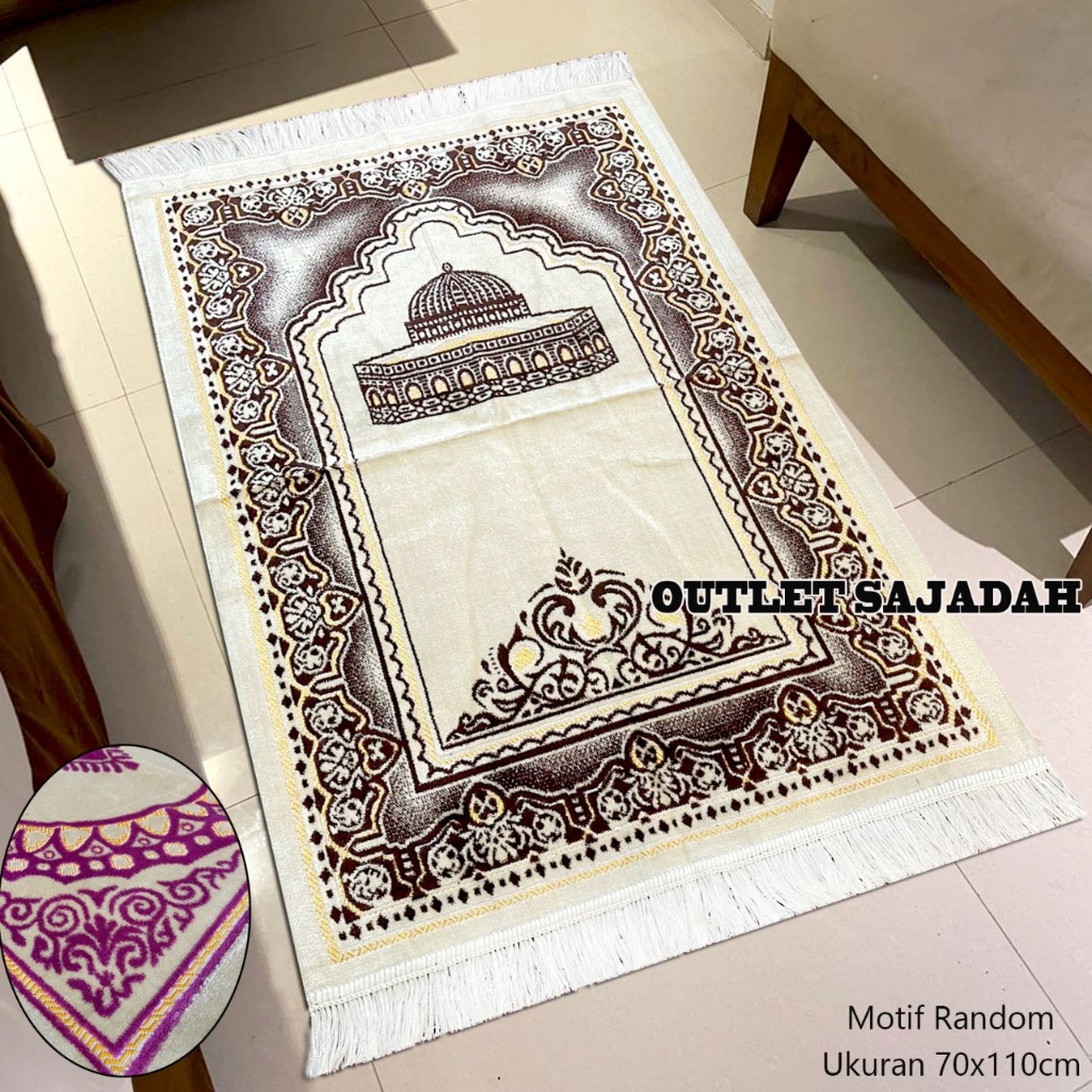 Jual PAKET 100 PCS + SABLON SAJADAH DEWASA PUTIH BAHAN BLUDRU HALUS DAN ...