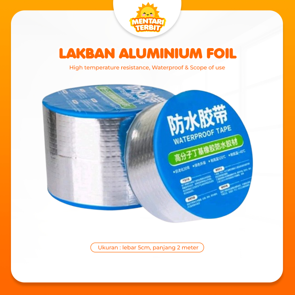 Jual Lakban Tambal Anti Bocor Lem Super Aluminium Foil Waterproof Tape Kuat Untuk Talang Air ...