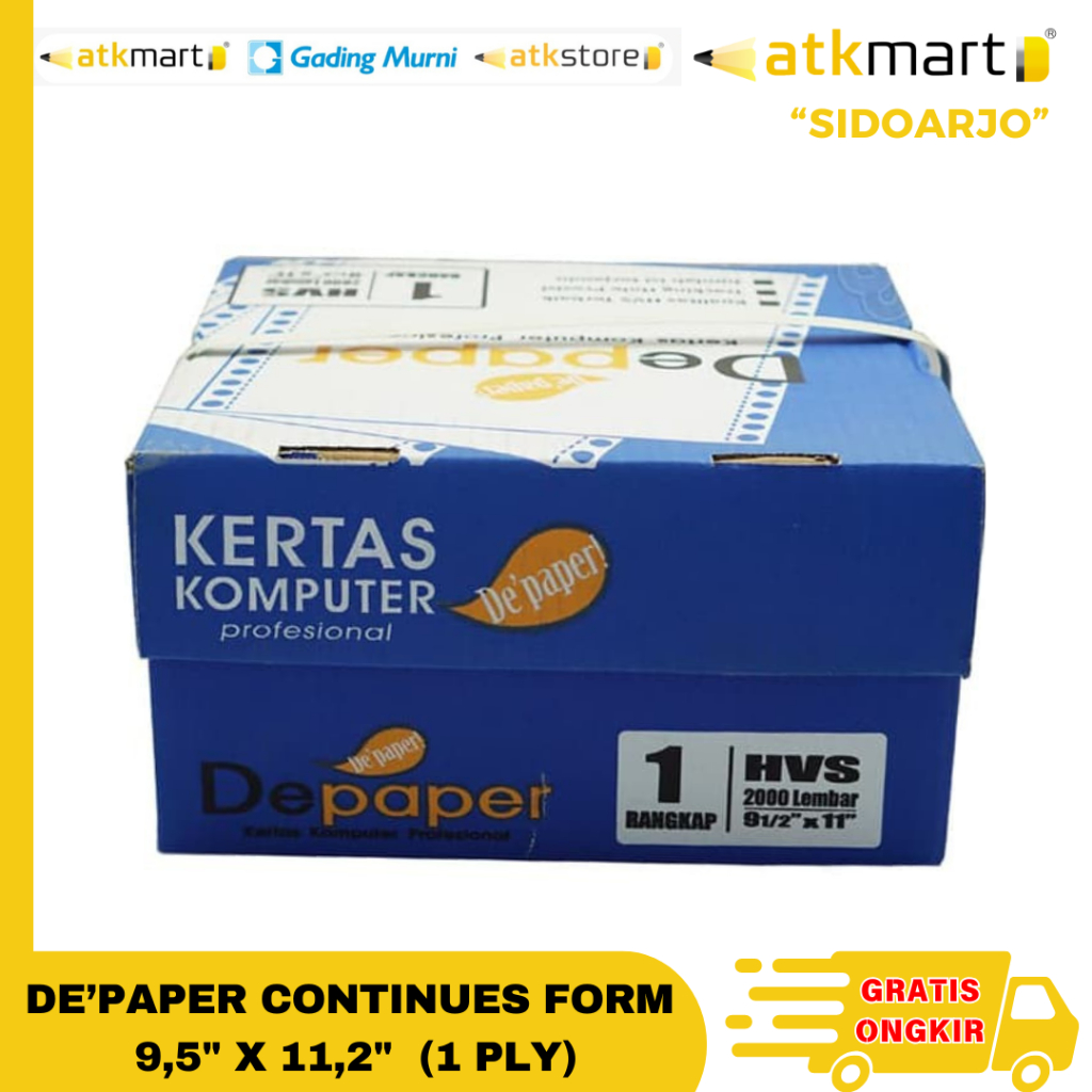 Jual CONTINUES FORM DE PAPER 9,5 X 11 : 2 1 PLY / Kertas Komputer Print ...