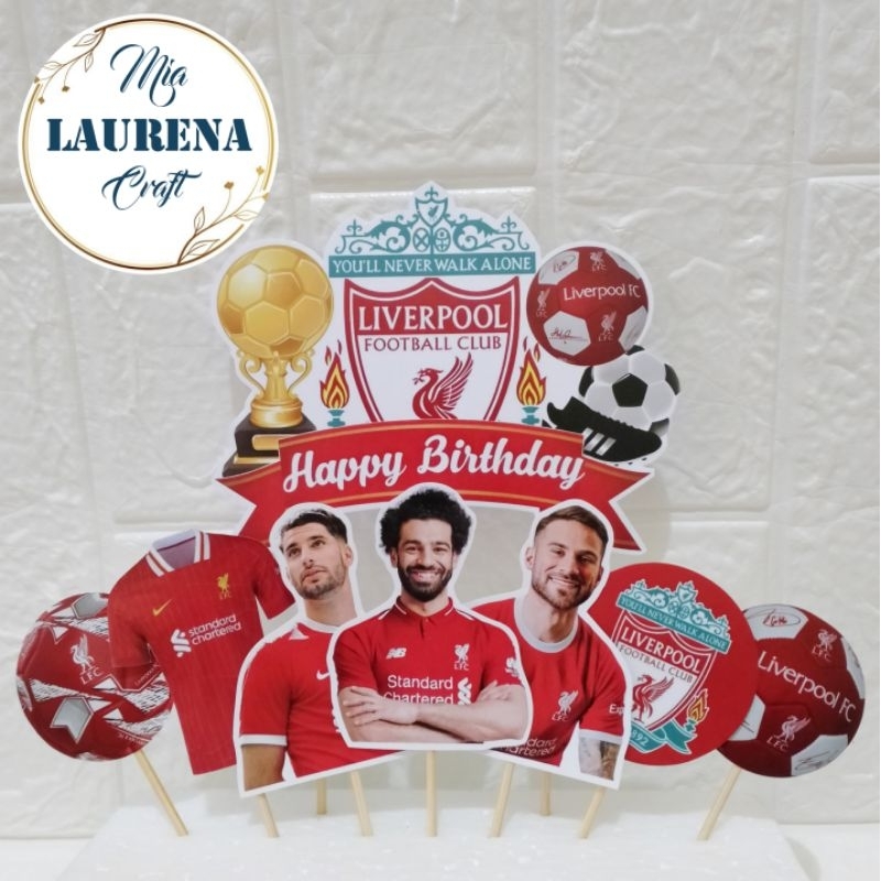 Jual topper birthday cake hiasan kue ulang tahun tema bola liverpool ...