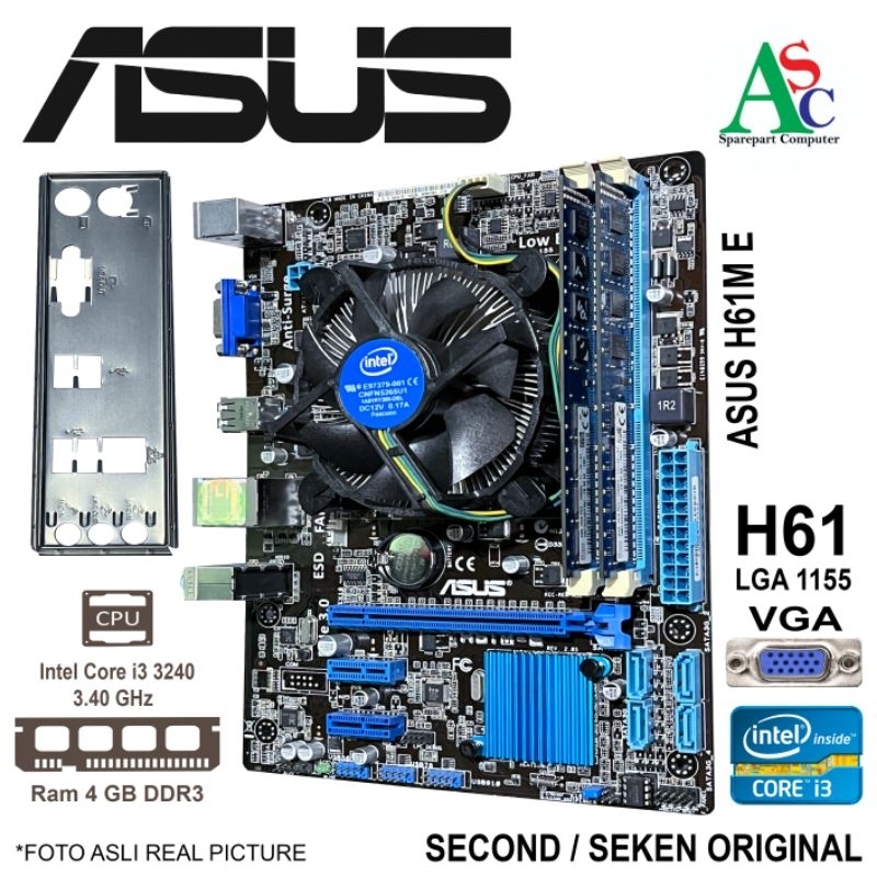 Jual Paket Mobo Motherboard Asus Core i3 Gen 3 Ram 4 GB Fan Intel ...
